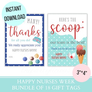Happy Nurses Week Gift Tags, Nurses Week Appreciation Tags Gift Cards ...