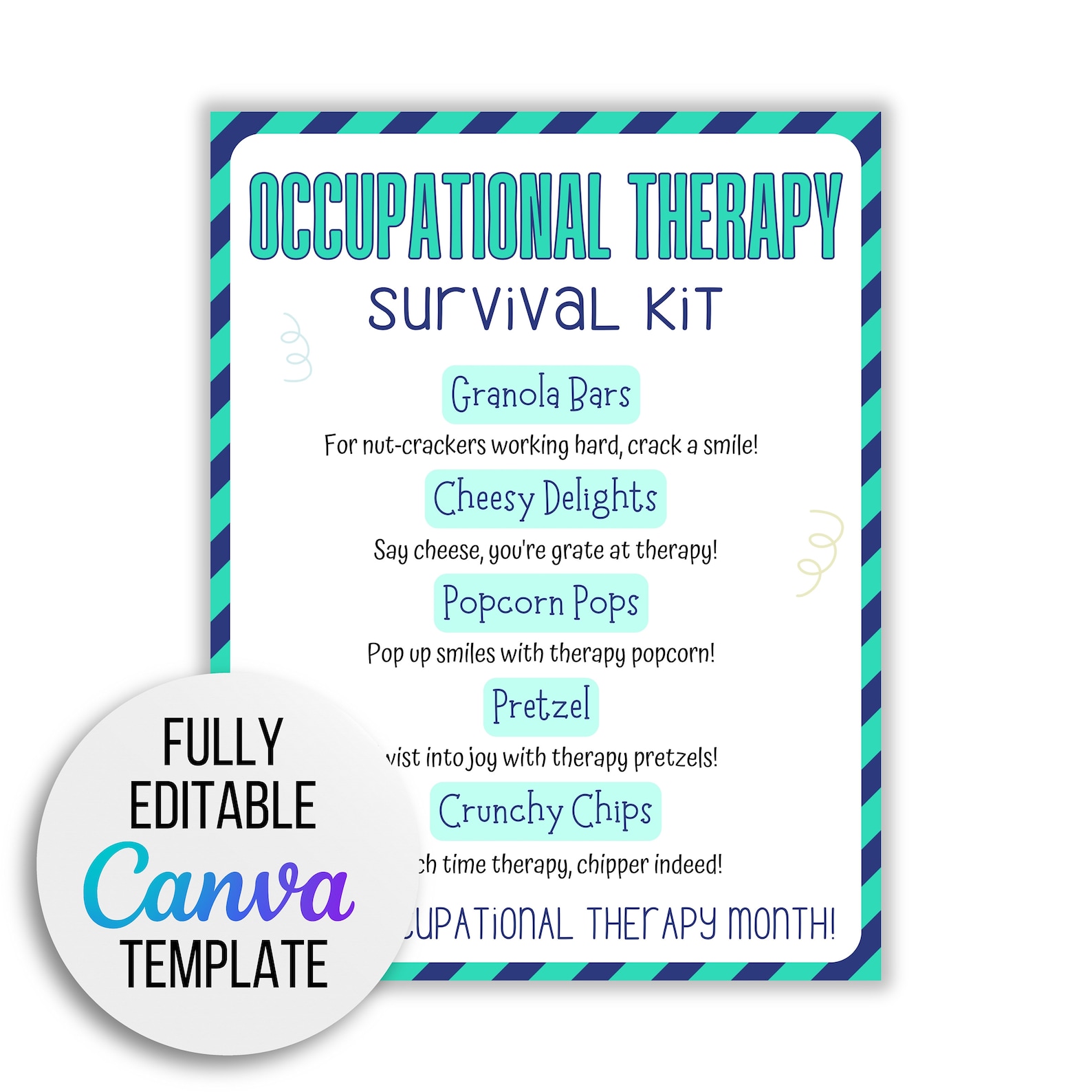 Happy OT Month 2024 Survival Kit Tag, Canva Editable Template ...