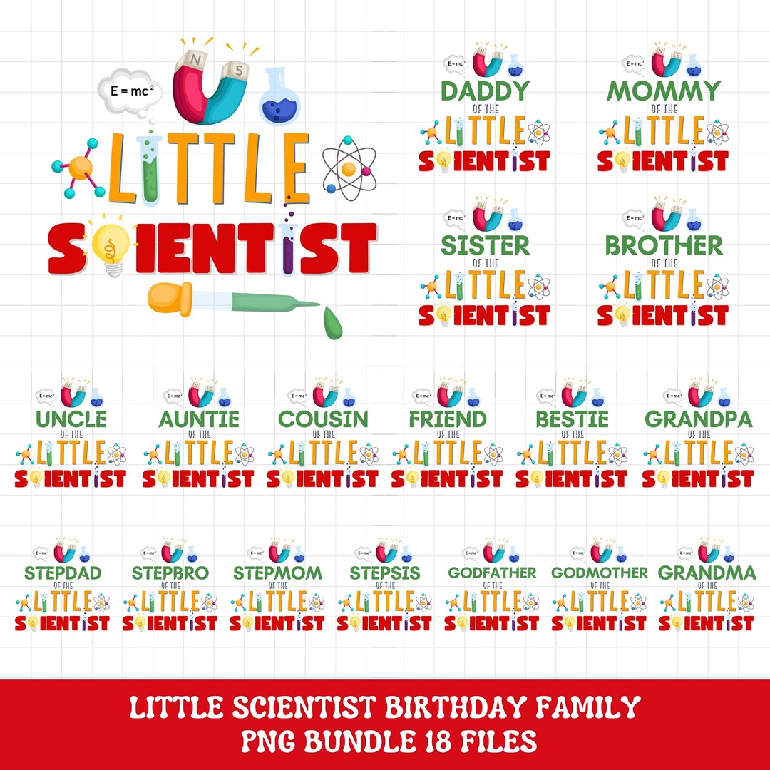 Little Scientist Birthday Shirt PNG Bundle Sublimation, Mad Science ...