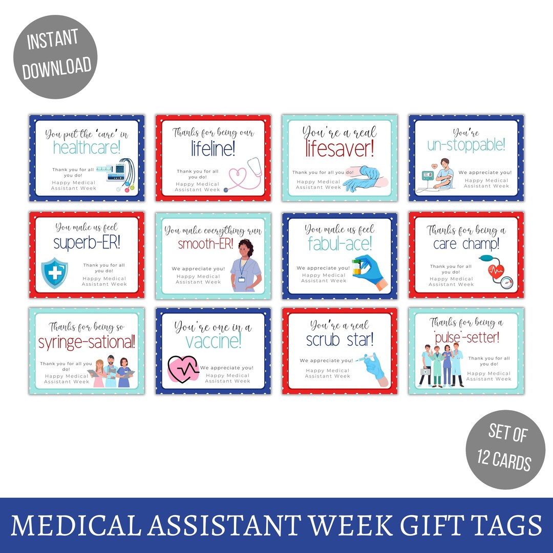 Medical Assistant Week Gift Tags, Happy MA Week Gift Cards, Medical ...