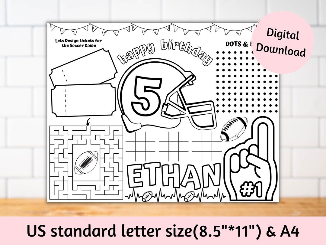 American Football Birthday Party Placemats, Football Birthday Party ...