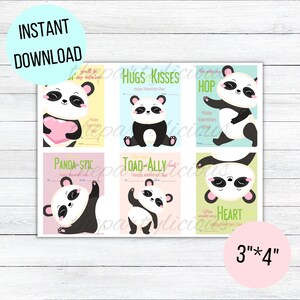 Printable Panda Valentines Day Cards, Classroom Kids Valentines Day ...
