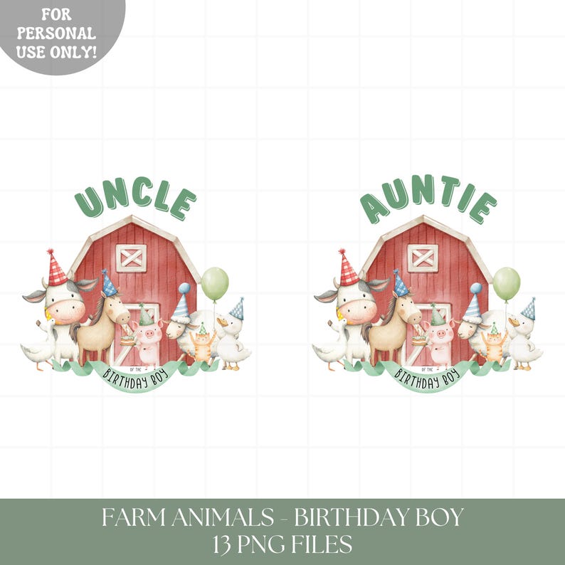 Farm Animals Birthday Shirt PNG Bundle, Farm Animals Boys Birthday ...