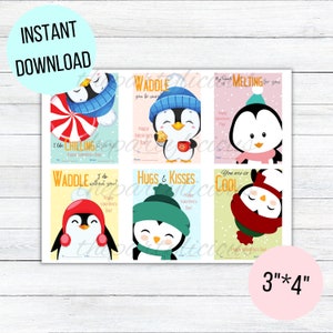 Printable Penguin Valentines Day Cards, Classroom Kids Valentines Day ...