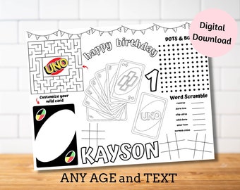 Uno Activity Sheet - Etsy