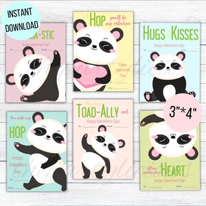 Printable Panda Valentines Day Cards, Classroom Kids Valentines Day ...
