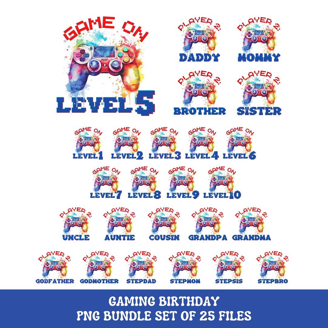 Gaming Birthday PNG Bundle Sublimation, Gamer Baby Shower Png Bundle ...