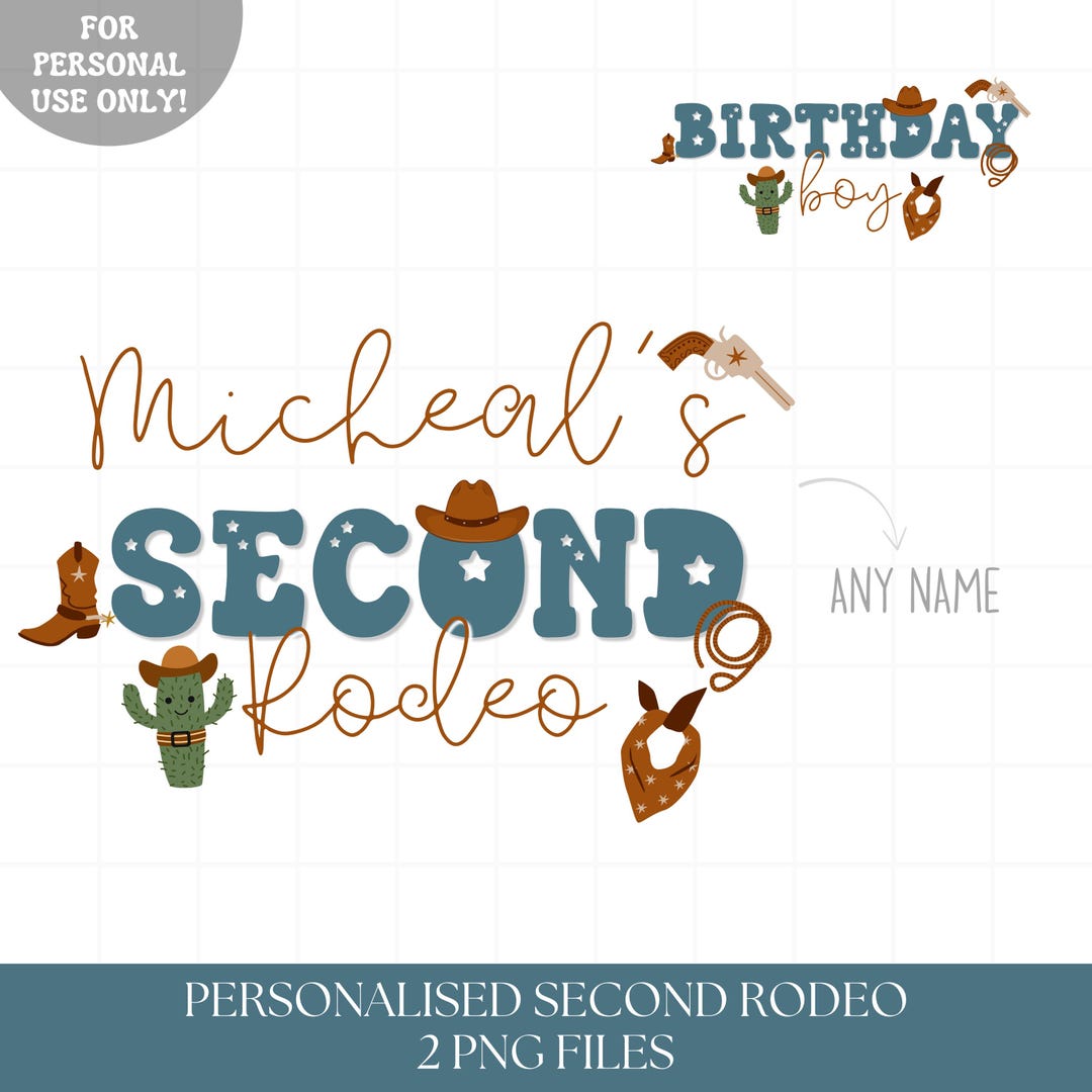 Personalised Second Rodeo Boys Birthday Shirt Png Sublimation, Rodeo ...