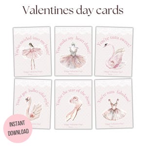 Printable Ballerina Valentines Day Cards, Ballet Valentines Day Cards ...