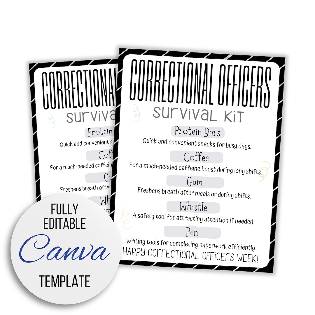Happy Correctional Officers Week Survival Kit Tag, Canva Editable ...