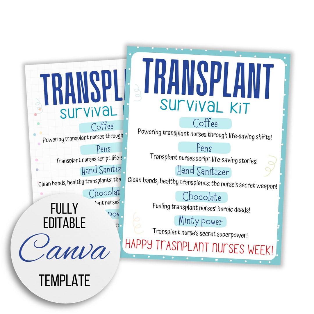 Happy Transplant Nurses Week Survival Kit 2024, Canva Editable Template ...