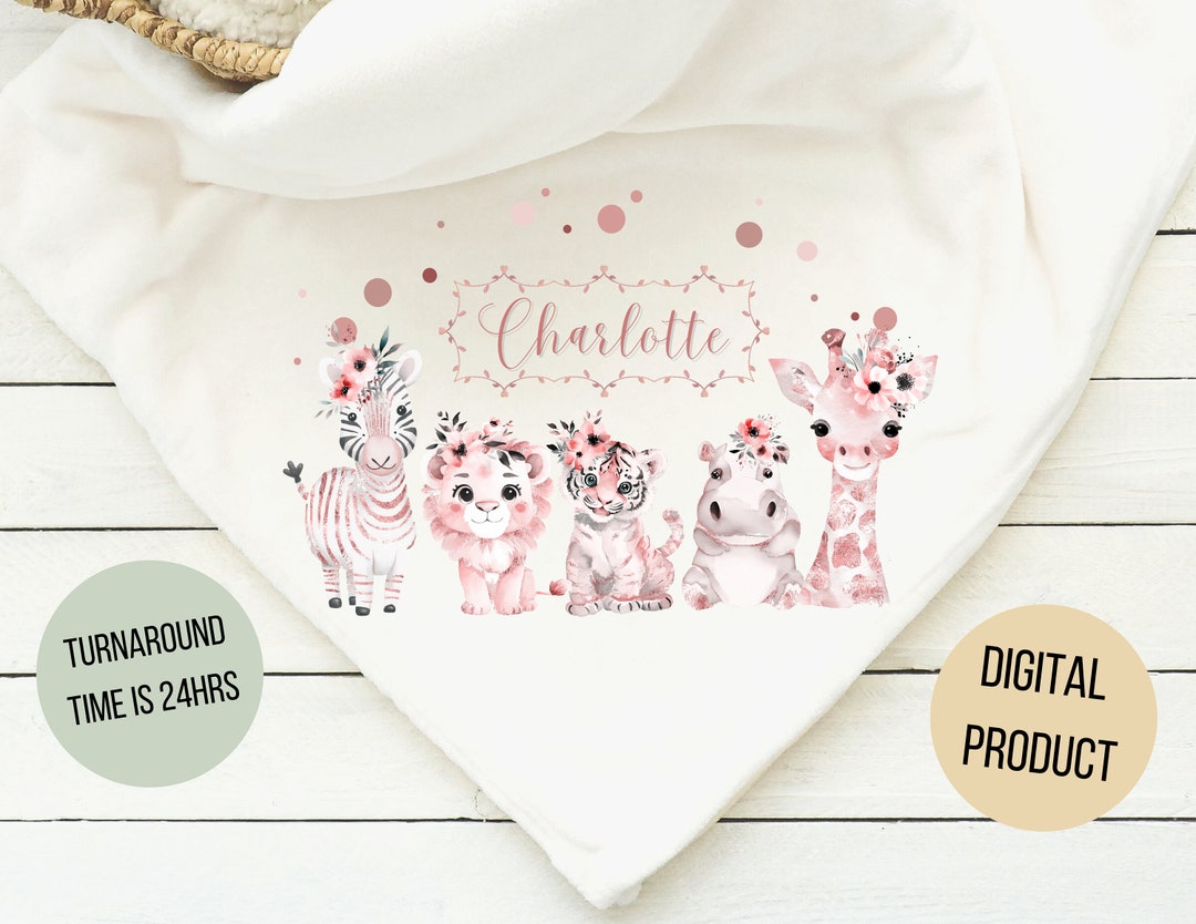 Safari Animals Baby Blanket Sublimation Design, Safari Animals ...