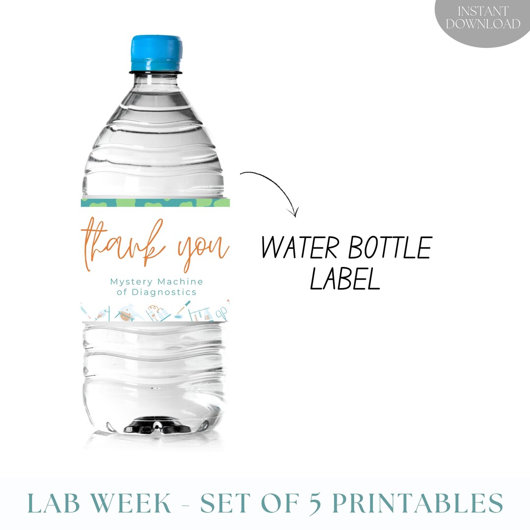 Printable Lab Week Water Bottle Labels Wrapper, Thank You Mystery ...