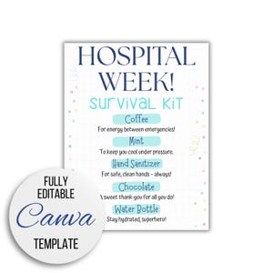 Hospital Week 2025 Survival Kit Tags, Canva Editable Template Hospital ...