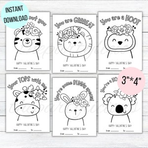 Printable Boho Animals Valentines Day Cards, School Kids Valentines Day ...