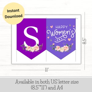 Women's Day Banner Printable, International Women's Day Banner, Happy ...