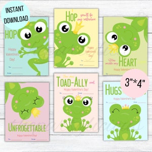 Printable Frog Valentines Day Cards, Classroom Kids Valentines Day ...