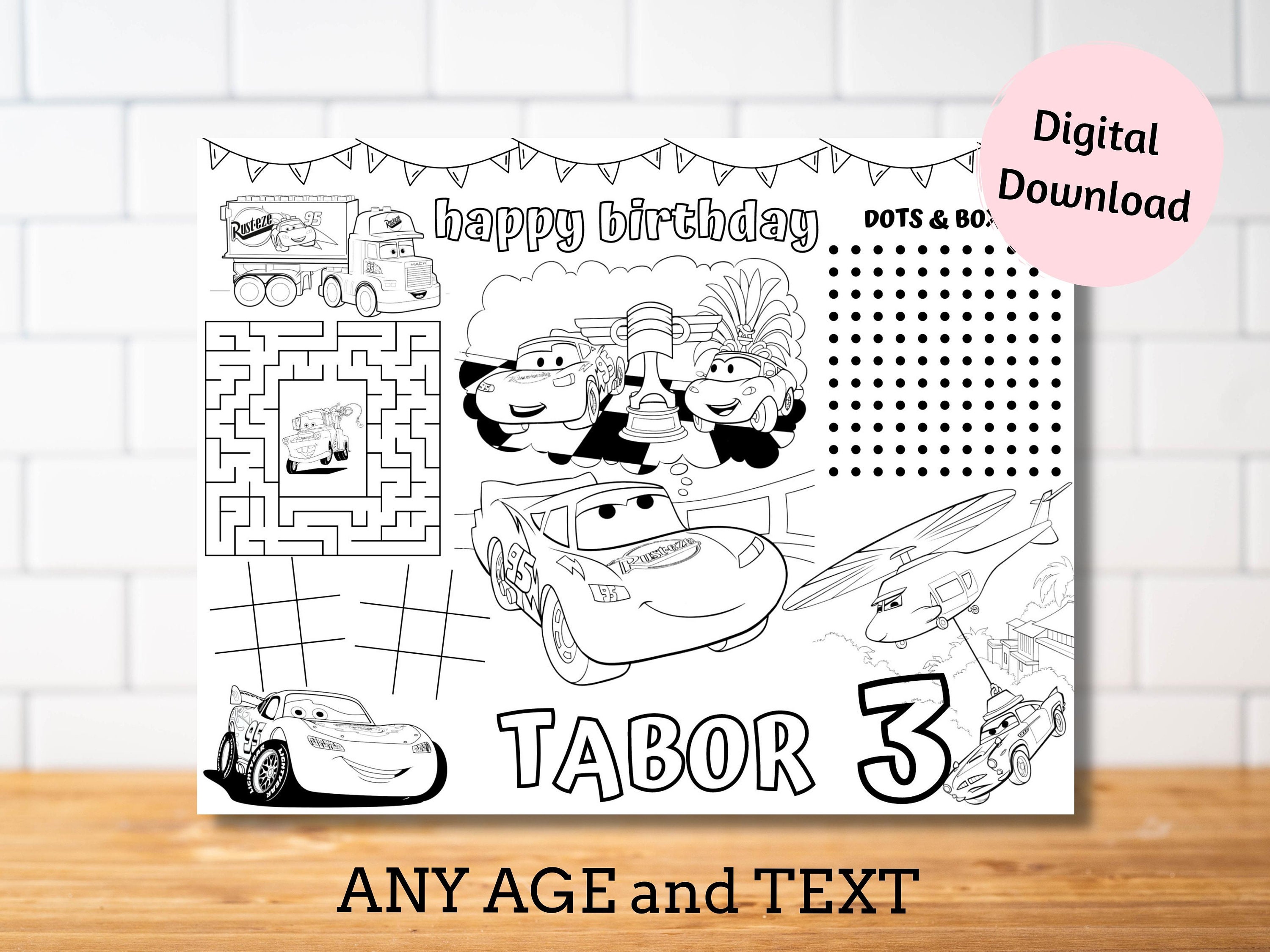 Birthday Party Activity Sheet Birthday Placemats Birthday - Etsy