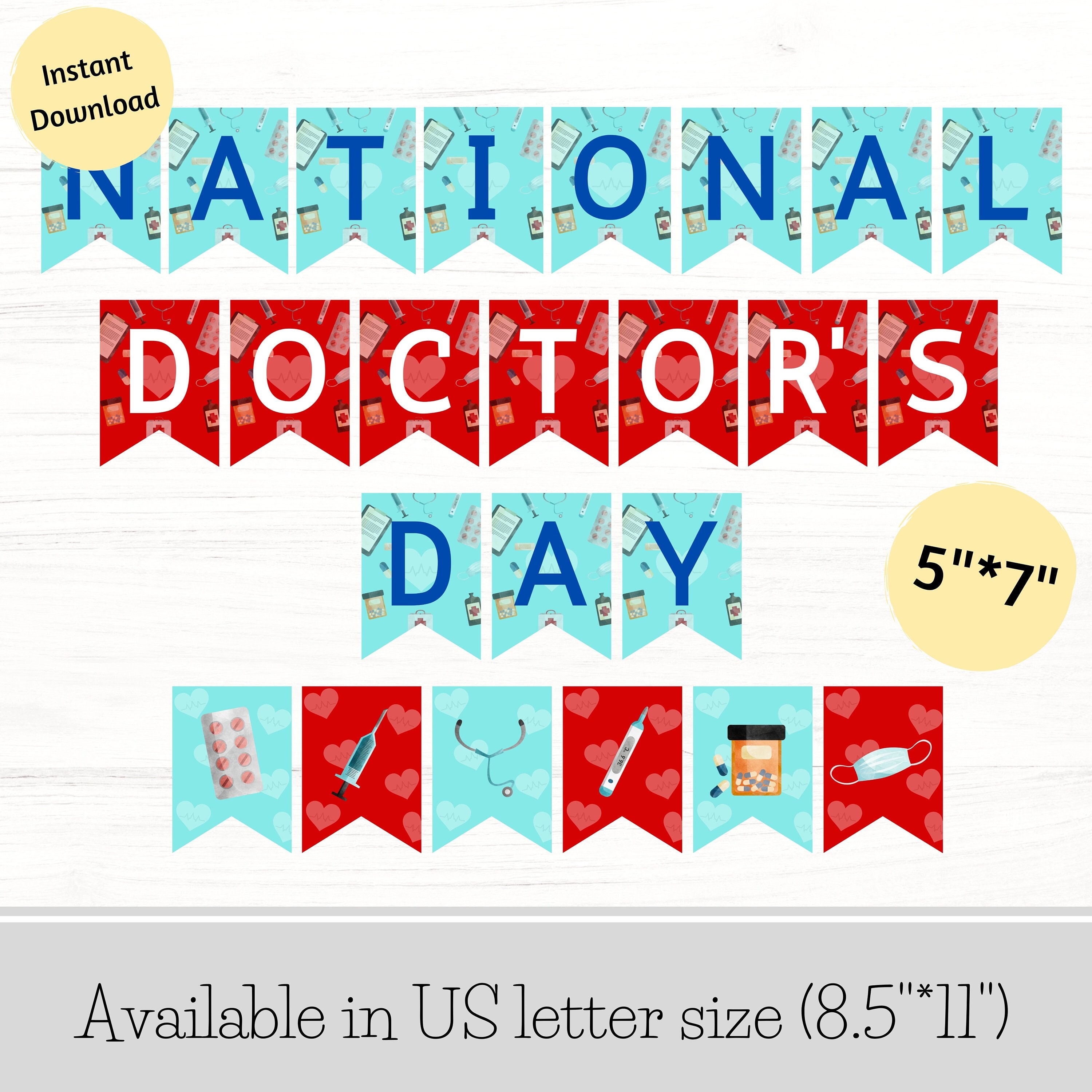 Printable Happy Doctor's Day Banner National Doctors Day - Etsy