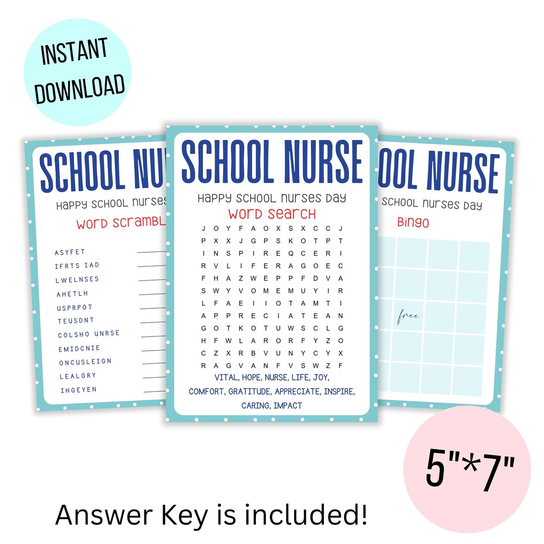 Happy School Nurses Day Games Bundle, Nurses Week Appreciation Bingo ...