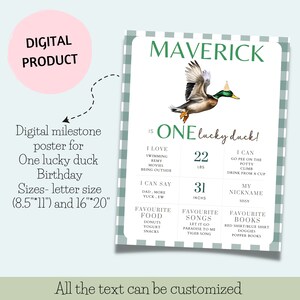 One Lucky Duck Birthday Milestone Board, Duck Hunting Theme First ...