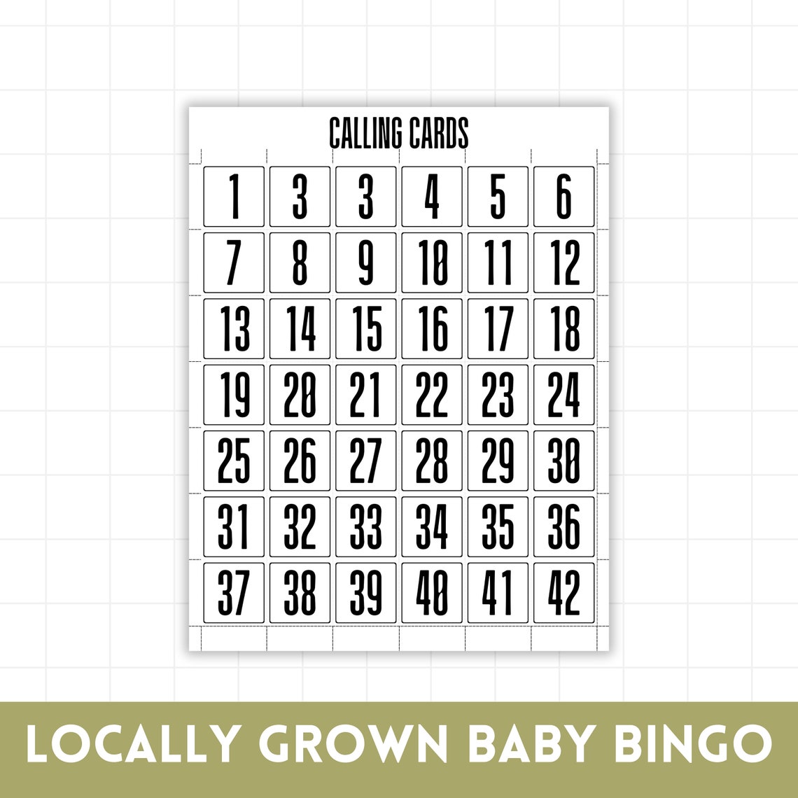 Locally Grown Baby Shower Bingo Games, Printable Gardening Locally ...