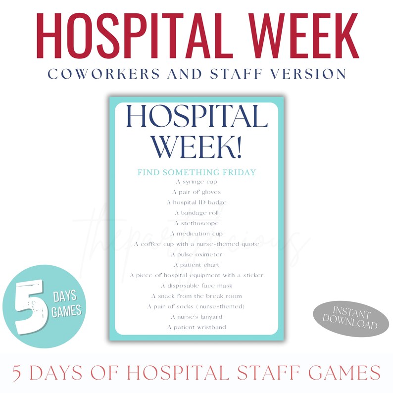 Hospital Week Game Bundle – 5 Days of Fun Games & Activities for ...