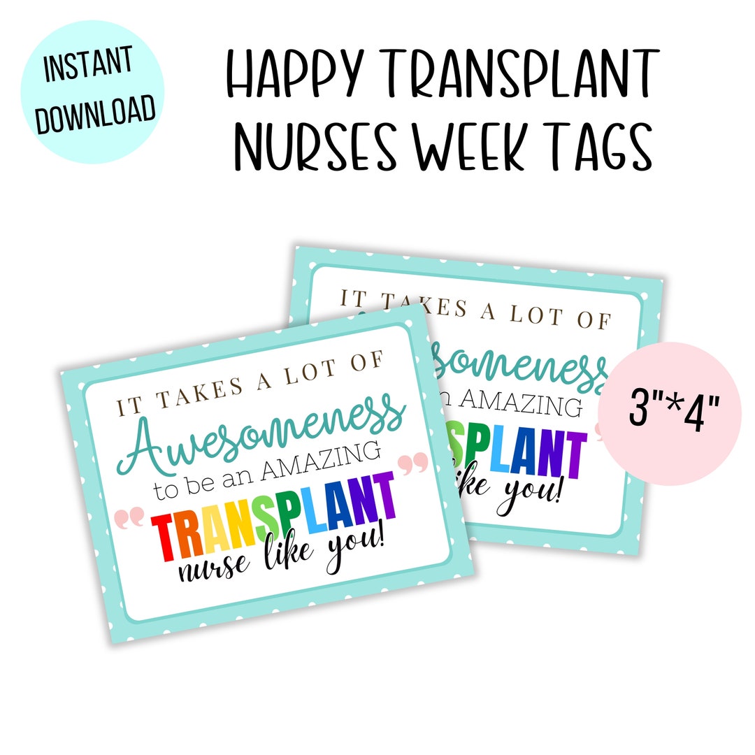 Printable Transplant Nurses Week Gift Tags, Transplant Nurse ...