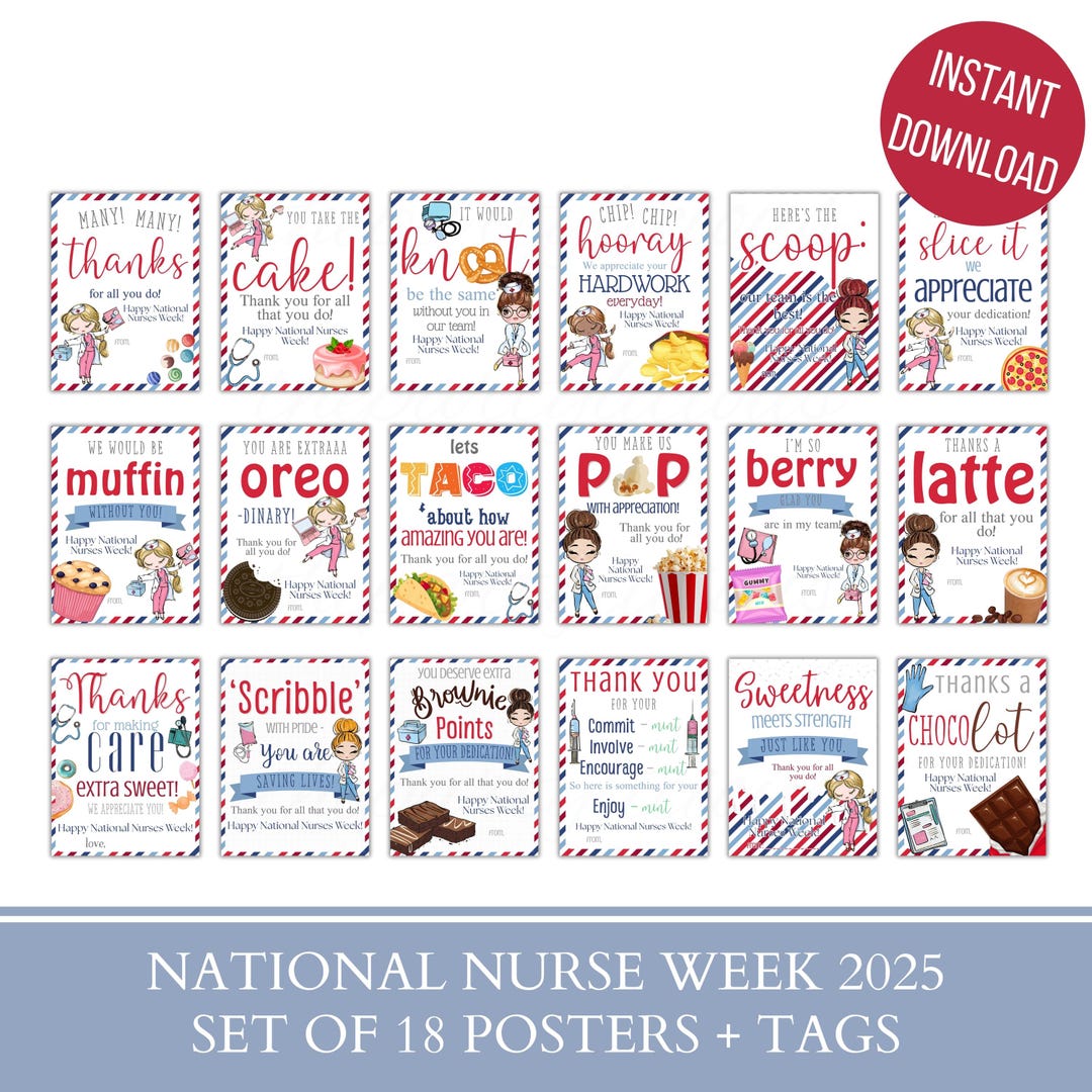 Happy Nurses Week Gift Tags, Nurses Week Appreciation Tags 2025 Cards ...