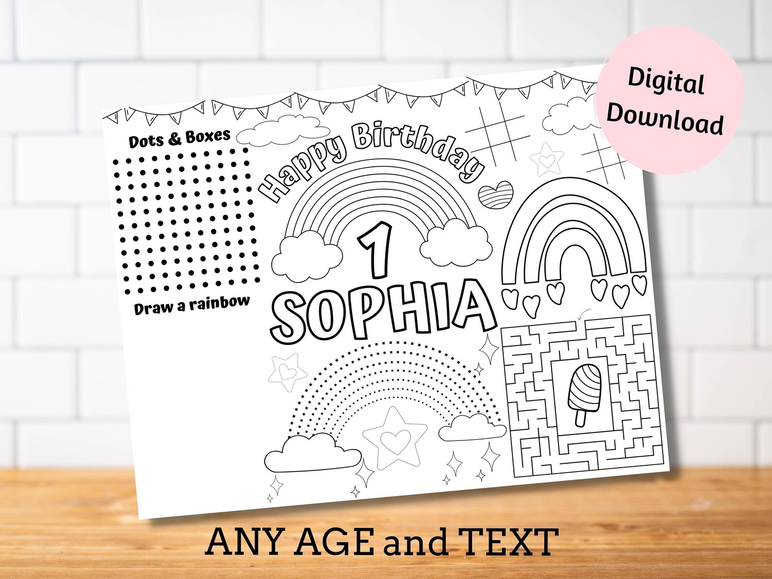 Boho Rainbow Activity Sheets, Rainbow Coloring Page, Rainbow Birthday ...