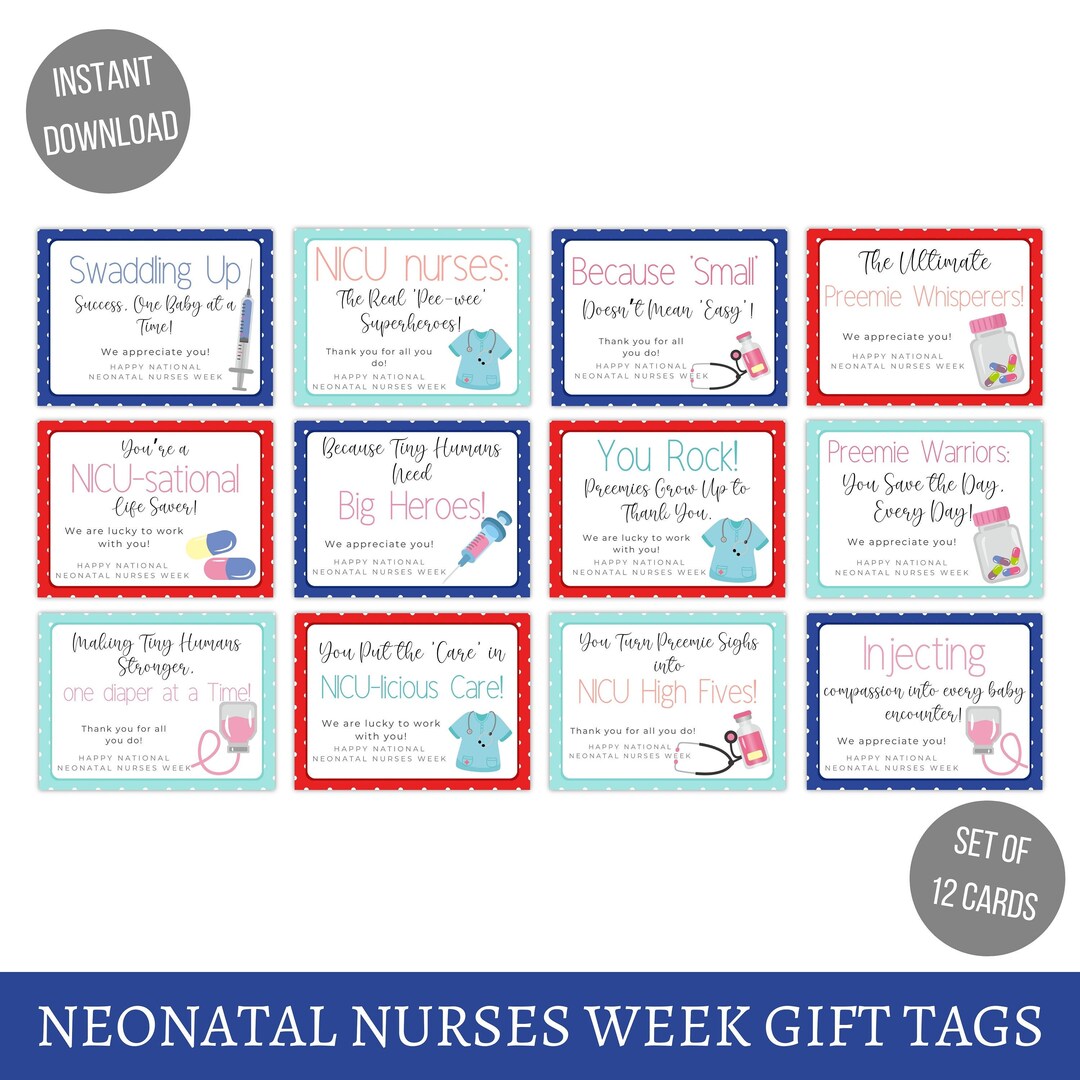 Happy Neonatal Nurses Week Gift Tags, NICU Nurses Week Appreciation ...