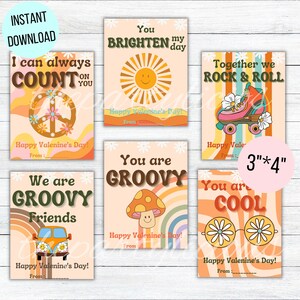 Printable Groovy Valentines Day Cards, Classroom Kids Valentines Day ...
