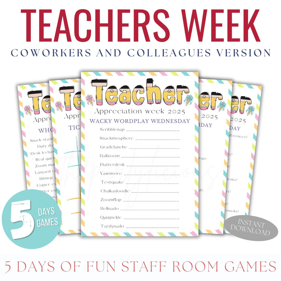 Teacher Appreciation Week Game Bundle – 5 Days of Fun Staff Room Games ...