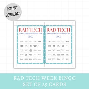 Radiology Technician Week Games Bingo Bundle, Happy Rad Tech Week ...