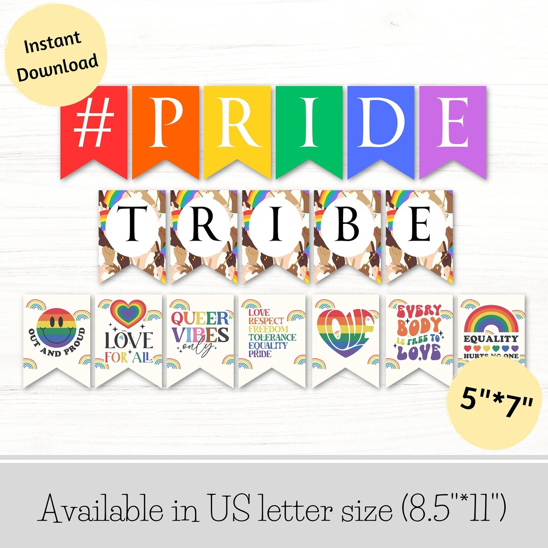 Printable Pride Month Banner Lgbtq+ Pride Month Week Day Bunting Sign ...