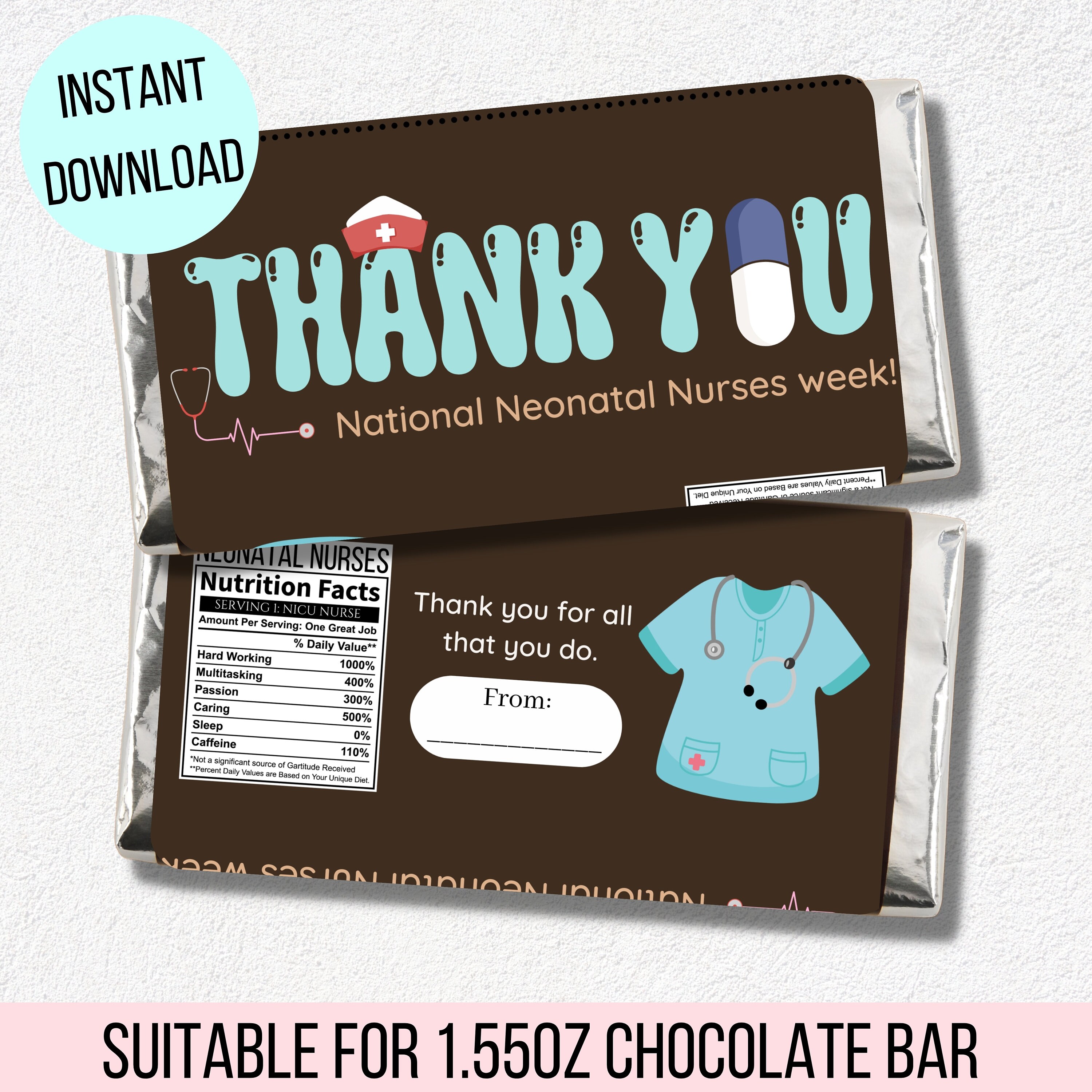 Printable Neonatal Nurse Chocolate Bar Wrapper, NICU Nurse Appreciation ...