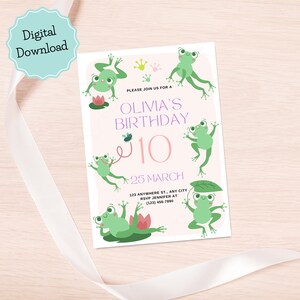 Pastel Frog Birthday Party Invitation Toad Printable Invite Party Decor ...