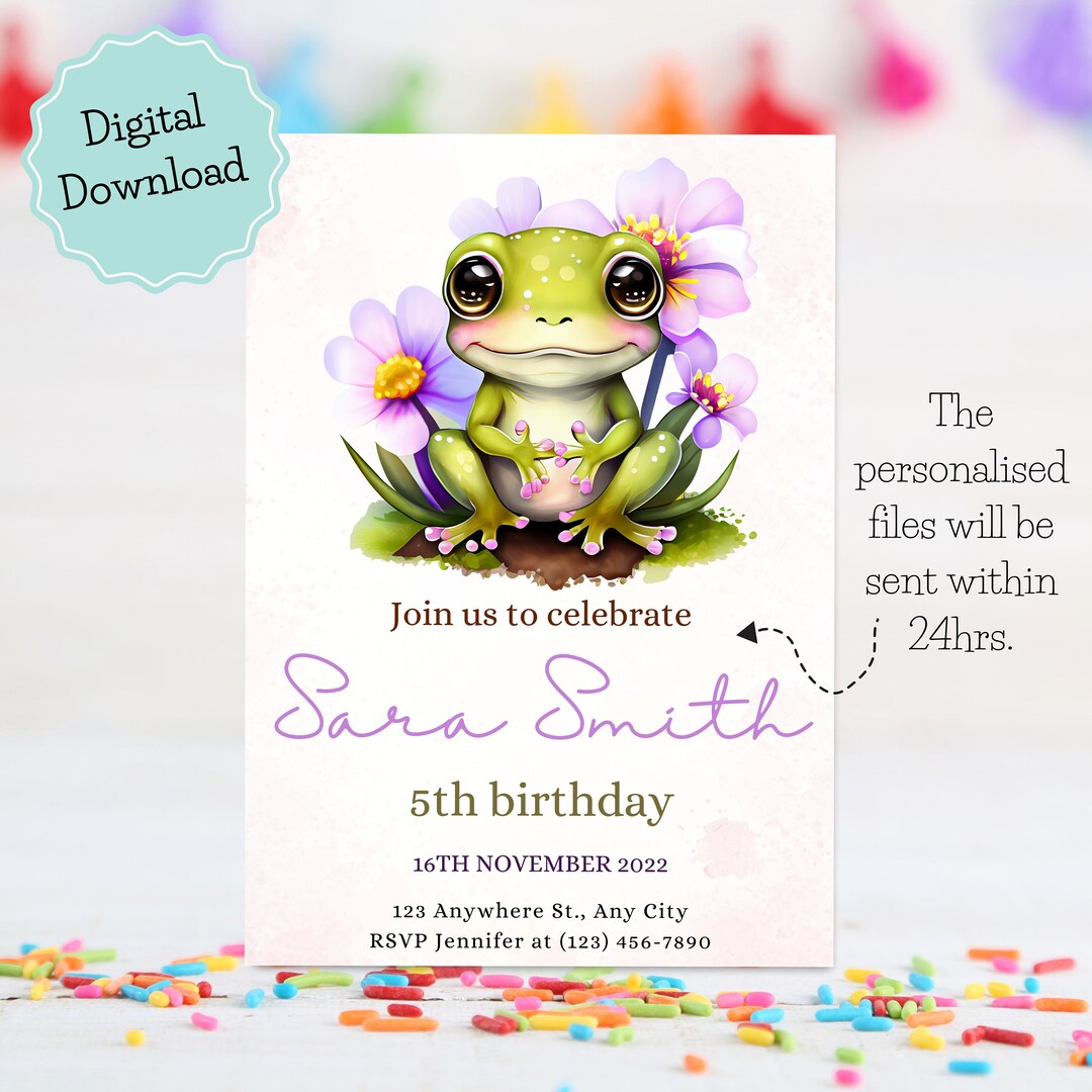 Frog Birthday Party Invitation Toad Printable Invite Party Decor Hop on ...