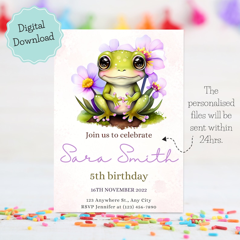 Frog Birthday Party Invitation Toad Printable Invite Party - Etsy