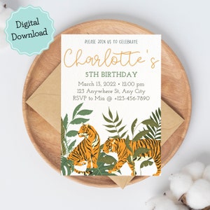 Little Tiger Birthday Party Invitation, Safari Tiger Themed Birthday ...