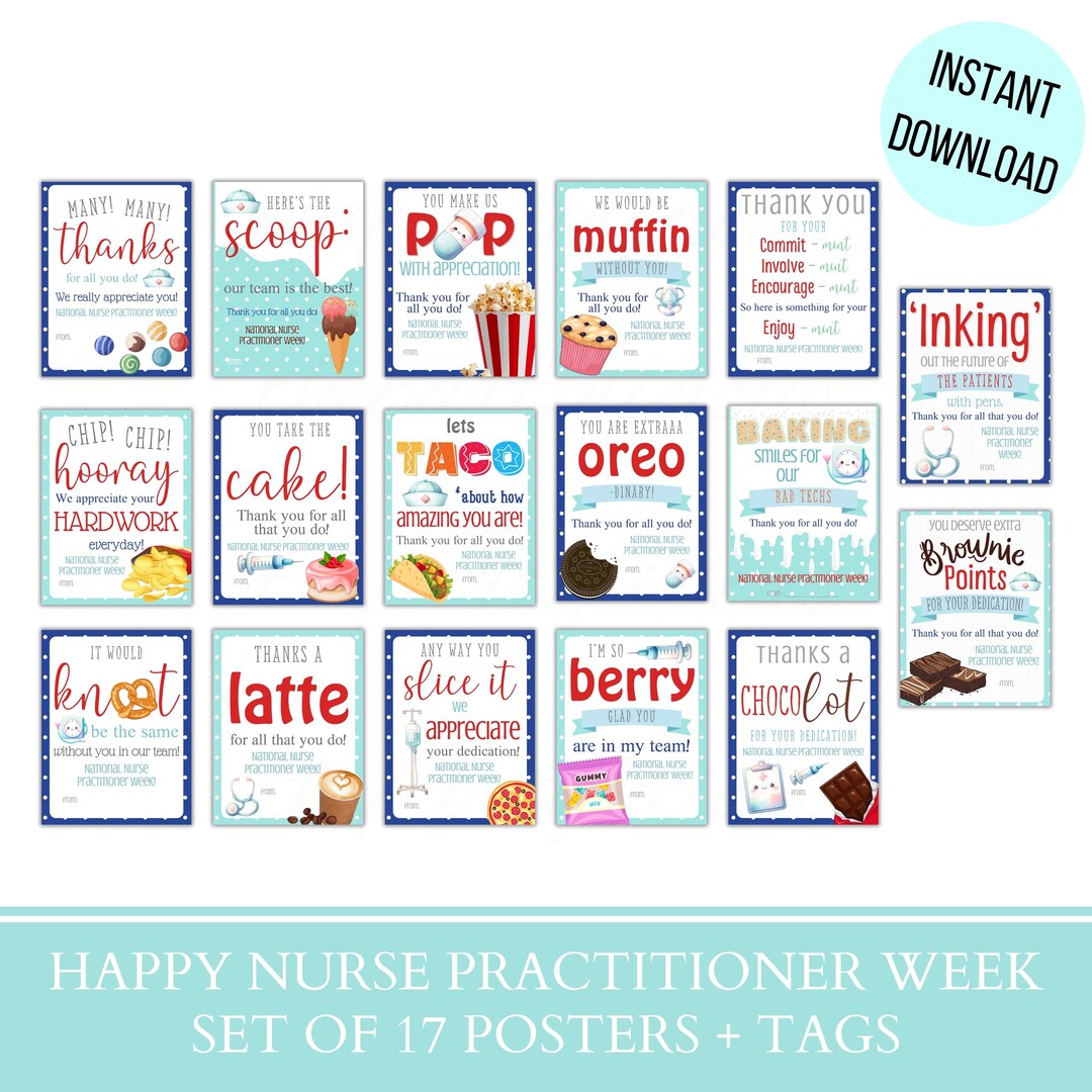 Nurse Practitioner Week Posters + Gift Tags, Happy NP Week Gift Tags ...