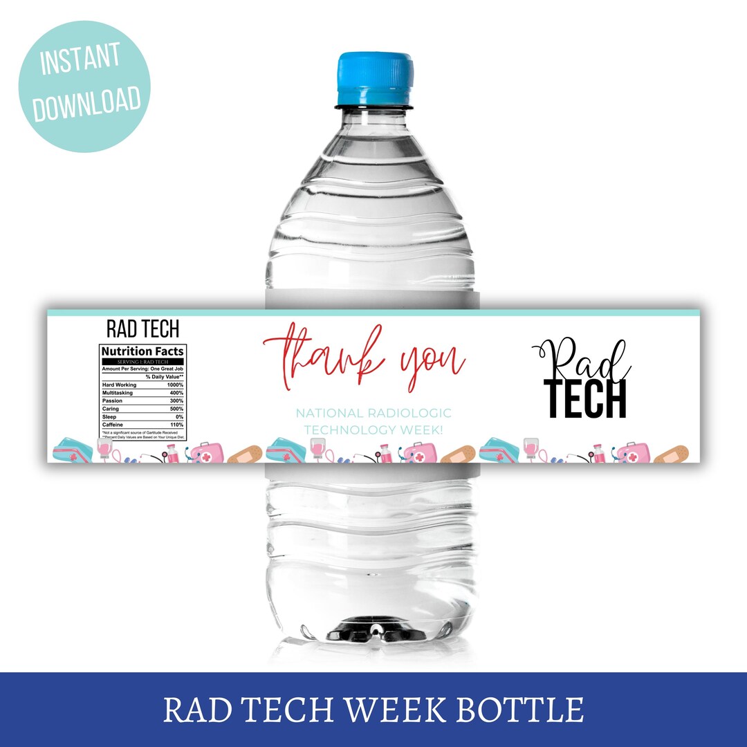 Printable Happy Rad Tech Week Water Bottle Labels Wrapper, Thank You ...
