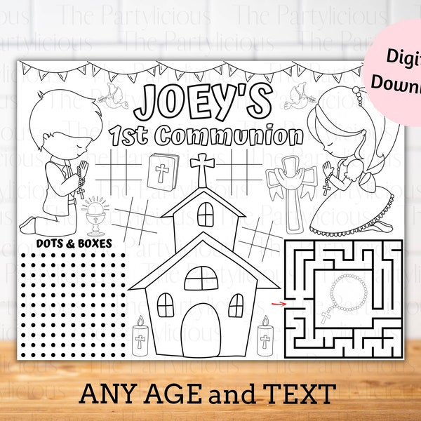 First Communion Coloring Activities - Etsy