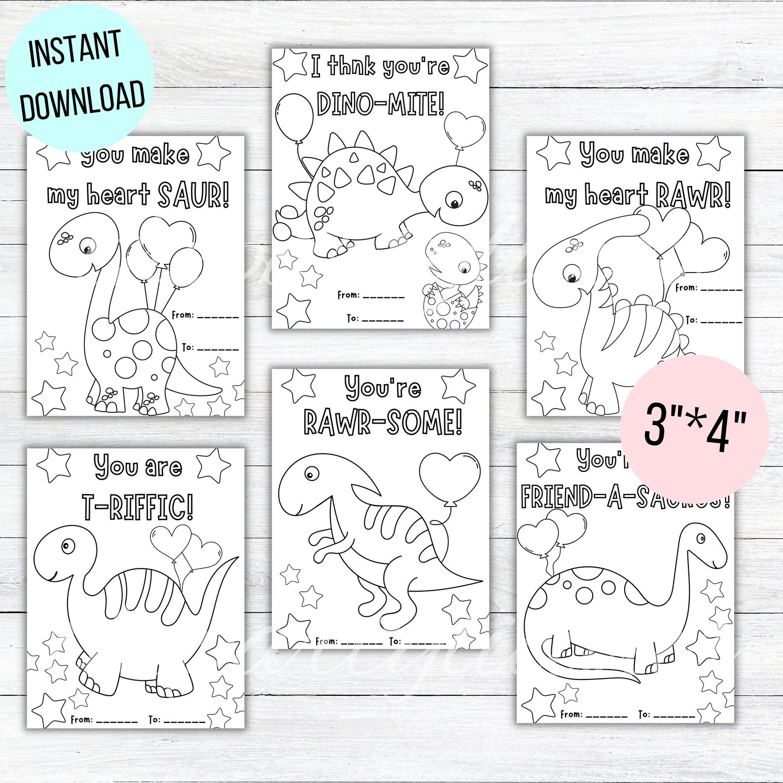 Printable Dinosaur Valentines Day Cards Dinosaur Kids - Etsy