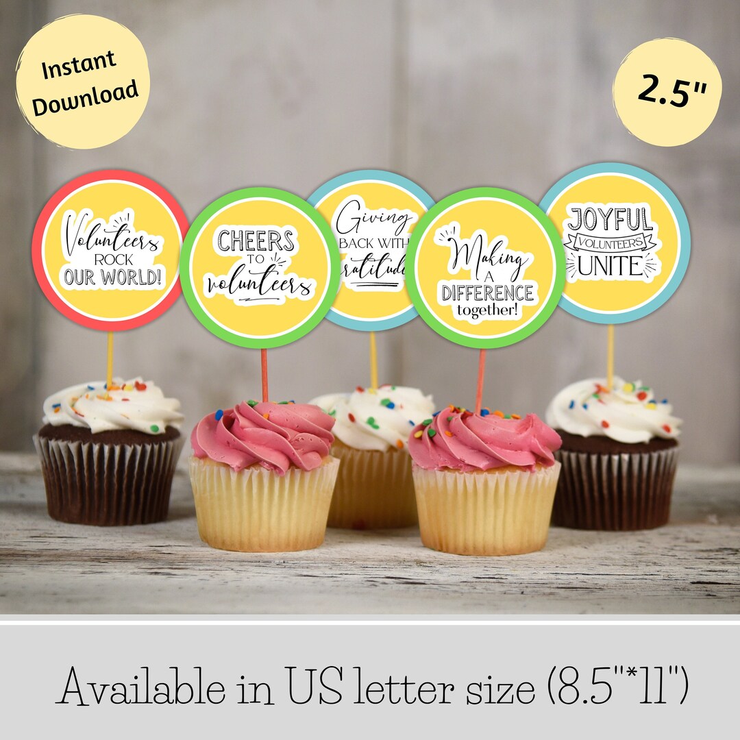 Printable National Volunteer Week Cupcake Toppers, Happy Volunteer Week ...