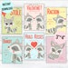 Printable Racoon Valentines Day Cards, Classroom Kids Valentines Day ...