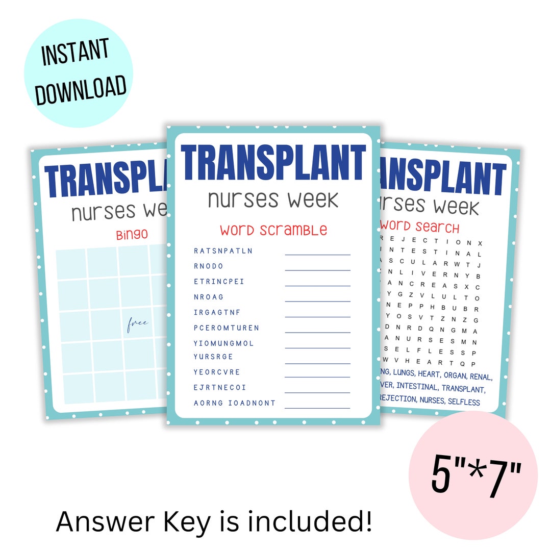 Happy Transplant Nurses Week 2024 Printable Games, Transplant Nurses ...