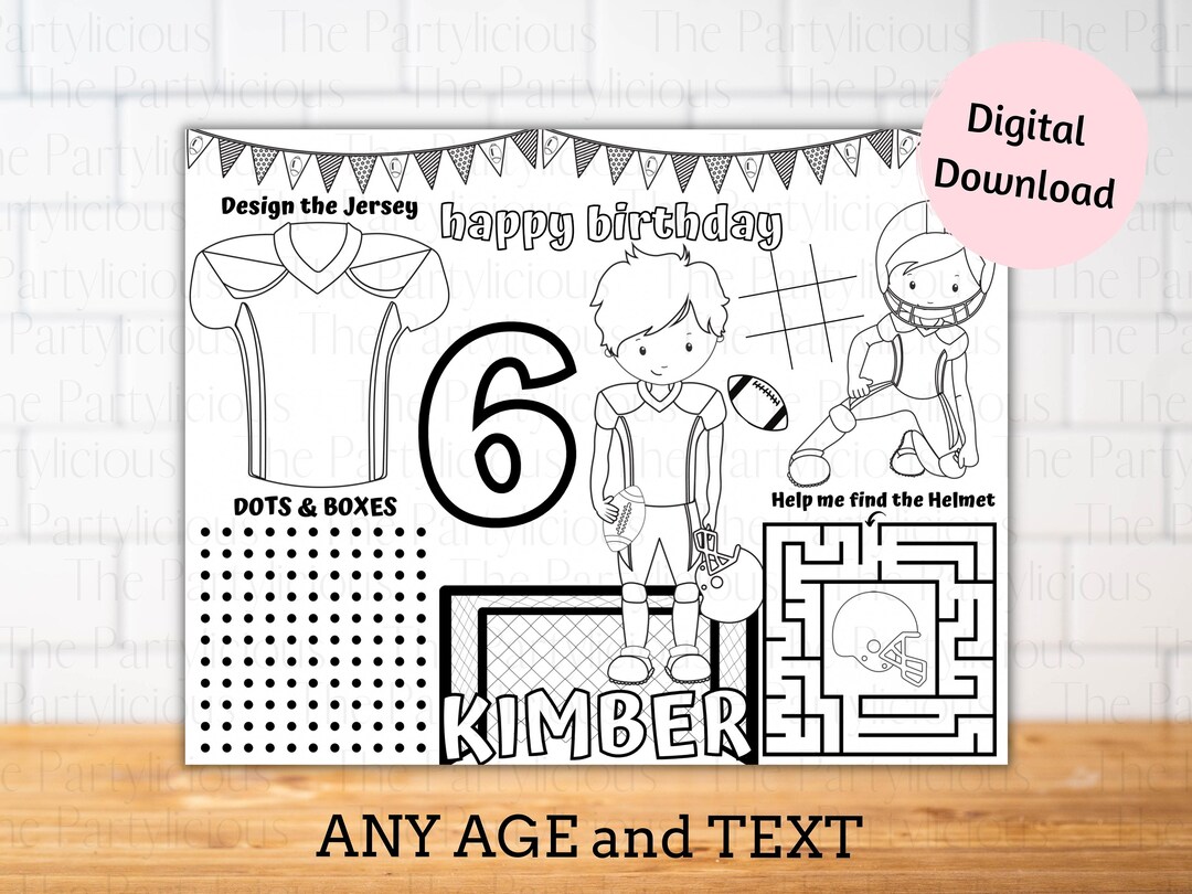 Football Birthday Placemats, Football Party Placemats, Football Party ...