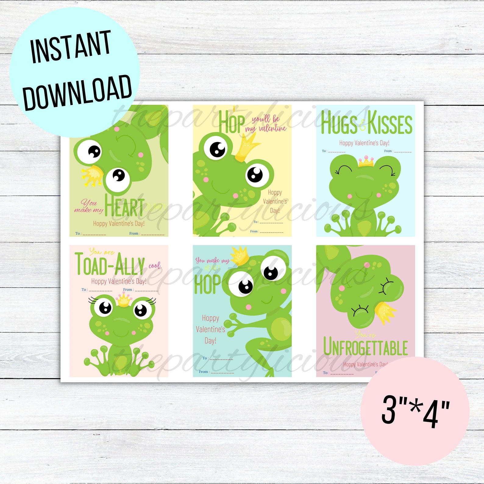 Printable Frog Valentines Day Cards Classroom Kids Valentines - Etsy