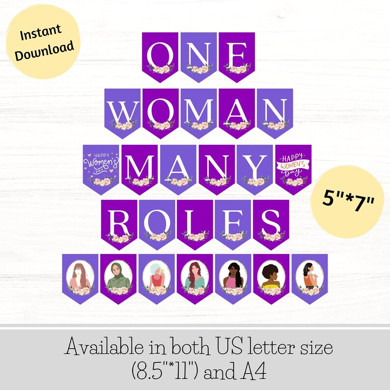Women's Day Banner Printable, International Women's Day Banner, Happy ...